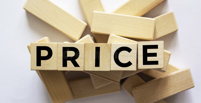 Price Word Written with a Wooden Cube on a White Background Stock Image ...