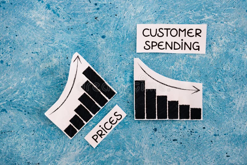 Prices Going Up And Consumer Spending Going Down Graphs Showing