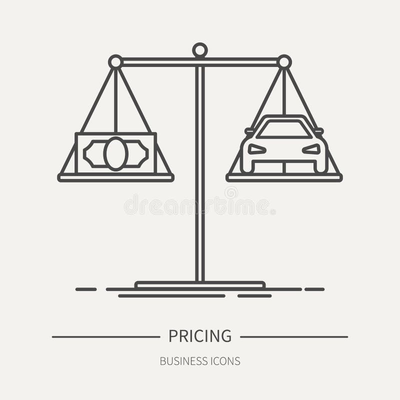 Pricing - Business Icon in Flat Thin Line Style. Graphic Design ...