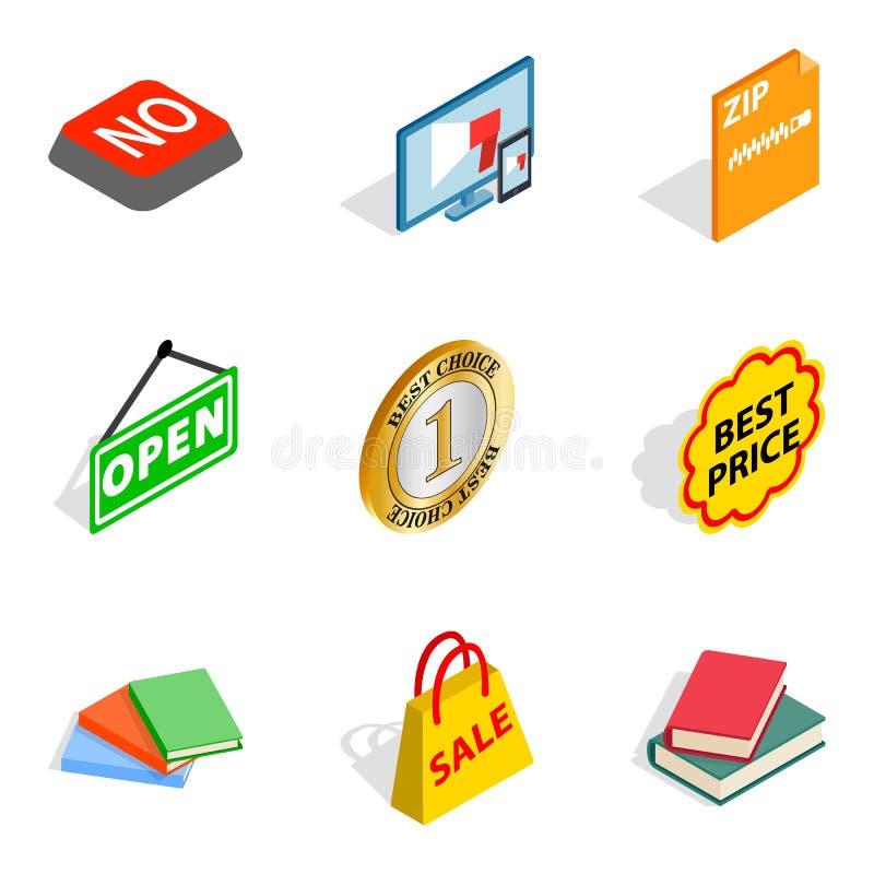 Pricing Icons Set, Isometric Style Stock Vector - Illustration of ...