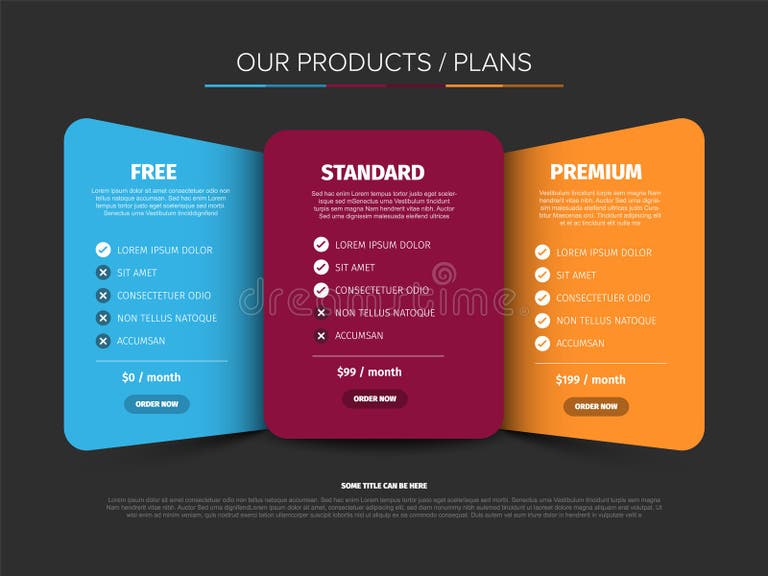 Pricing Plan Comparison Template - Free, Standard and Profi Version ...