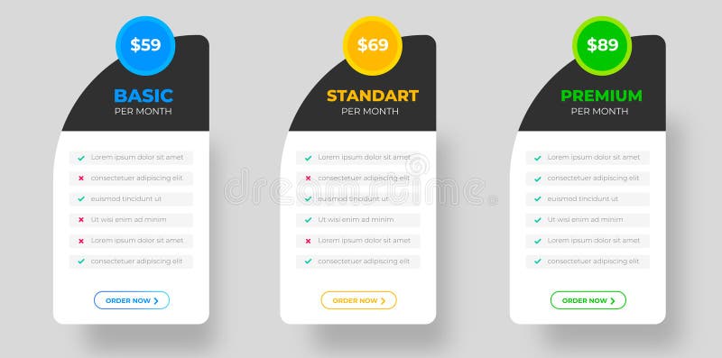 Pricing Plans Table and Pricing Chart Price List for Web or App ... Pricing Plans Table and Pricing Chart Price List for Web or App ...