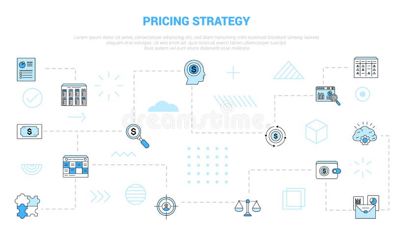 Pricing Strategy Concept with Icon Set Template Banner with Modern Blue ...