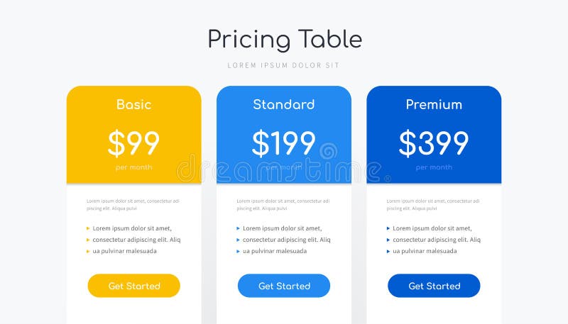 Pricing Table Infographic Design Stock Vector - Illustration of options ...
