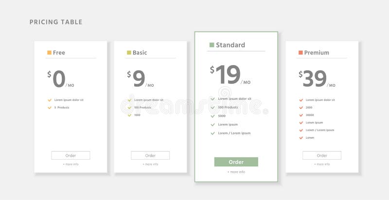 Pricing Table in Minimalistic Stock Vector - Illustration of price ...
