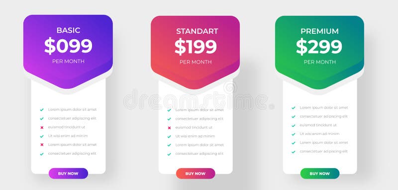Pricing Table And Pricing Chart Price List Vector Template For Web Or