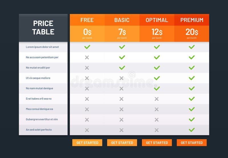 Pricing Table. Comparison Business Web Plans, Column Grid Design ... Pricing Table. Comparison Business Web Plans, Column Grid Design ...