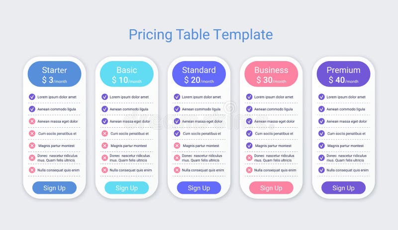 Pricing chart stock vector. Illustration of purple, blank - 19218133