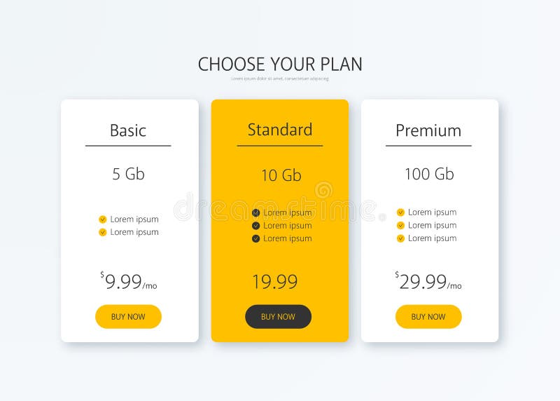 Pricing table illustration stock vector. Illustration of list - 215493214