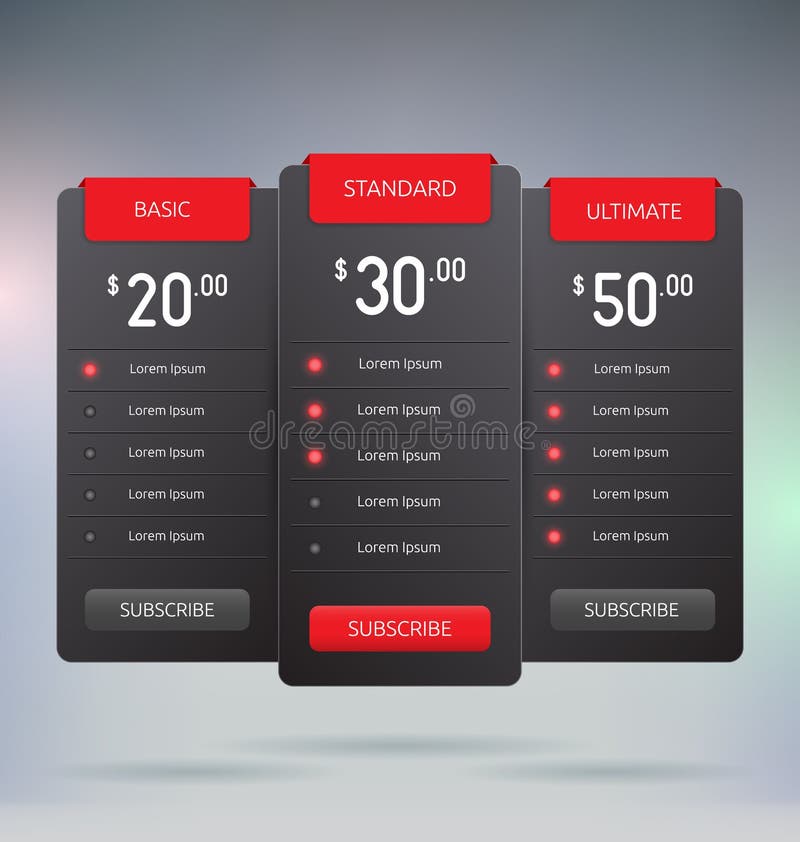 Pricing Tables stock vector. Illustration of discount - 60446832