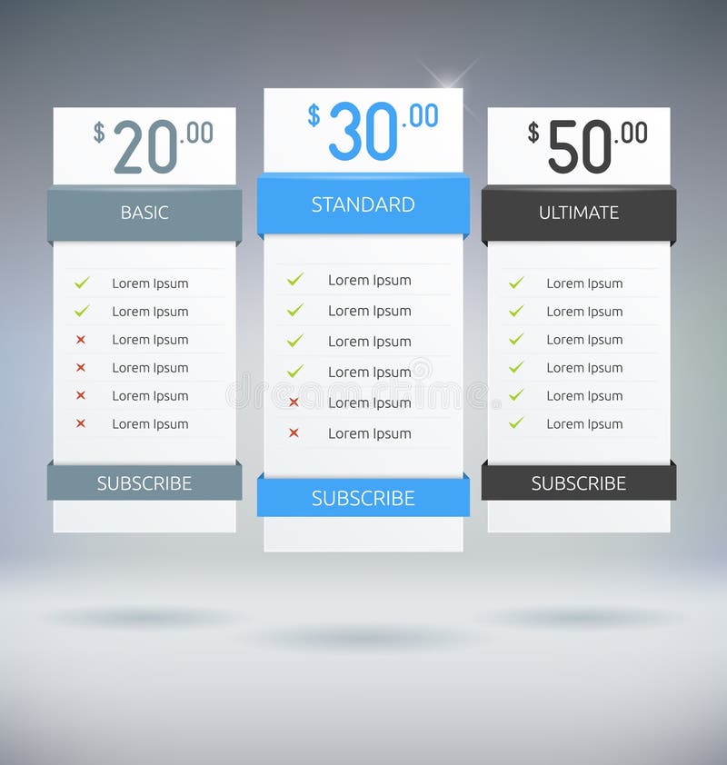 Pricing Tables stock vector. Illustration of discount - 41307457