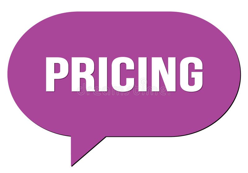 PRICING Text Written in a Violet Speech Bubble Stock Illustration ...