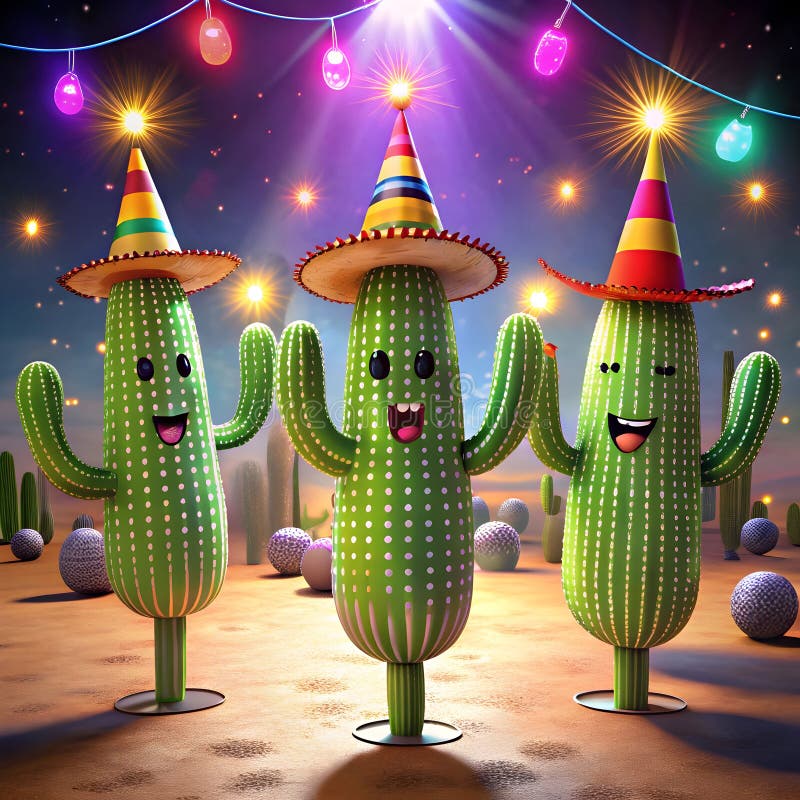 Prickly Party: Cacti Dancing Under Disco Lights" Stock Illustration - Illustration of prickly ...
