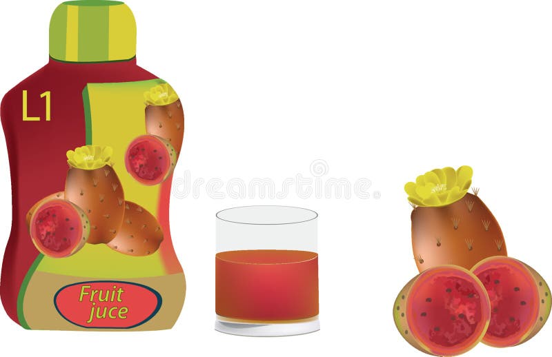 Prickly Pear Fruit Juice Packaging Showing Bottle and Glass Stock ...