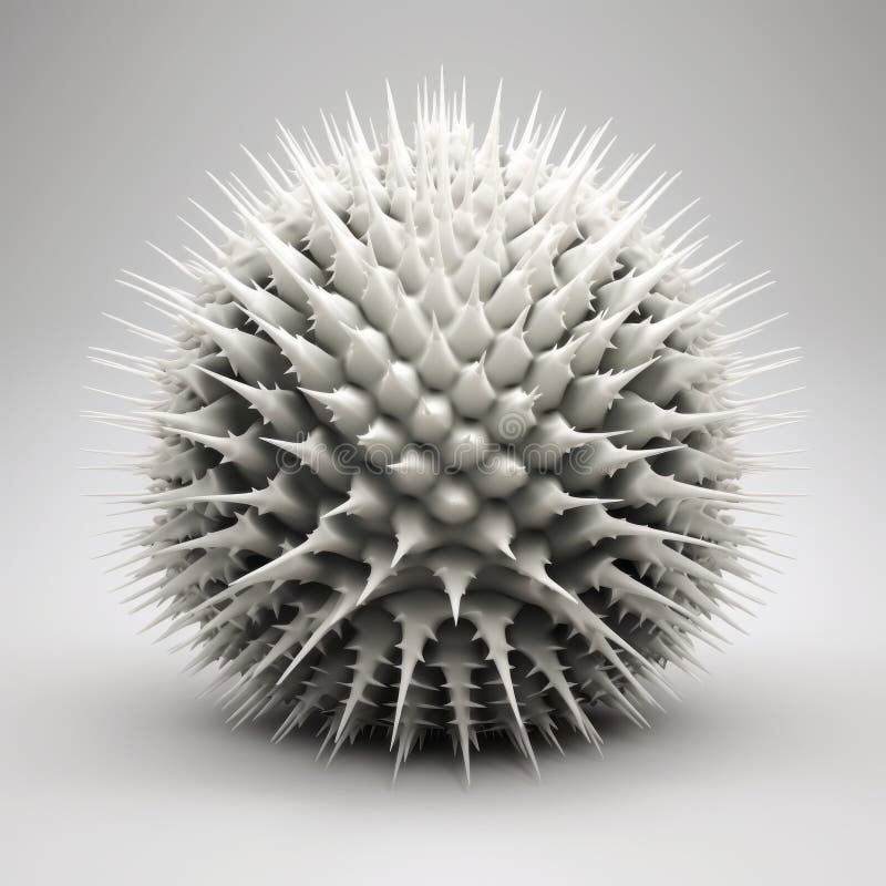 Prickly Spiked Ball 3d Rendering with Monochromatic White Figures Stock ...