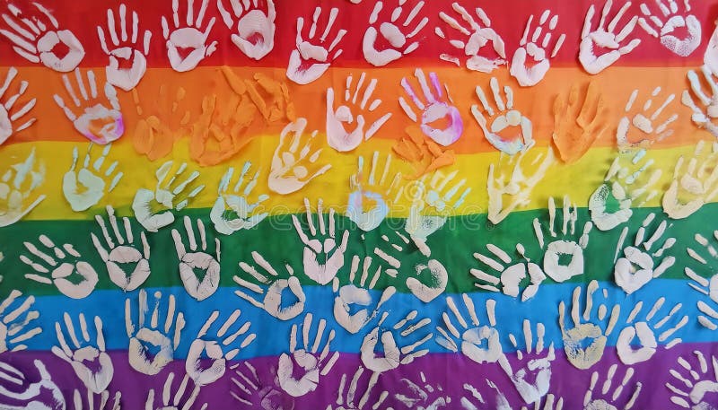 A Pride Background Design Filled with Multicolored Hand Prints ...