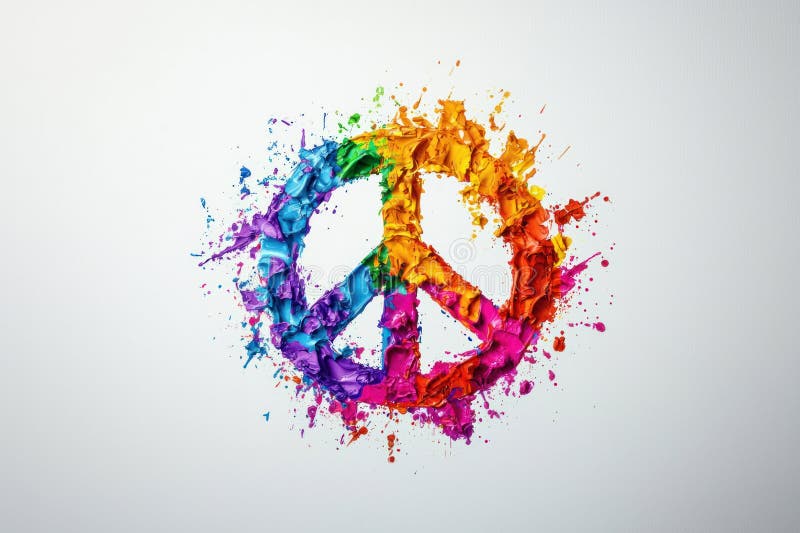 Pride Colors Paint Splatters Forming Peace Sign, Symbolizing Rights ...