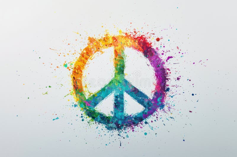 Pride Colors Paint Splatters Forming Peace Sign, Symbolizing Rights ...