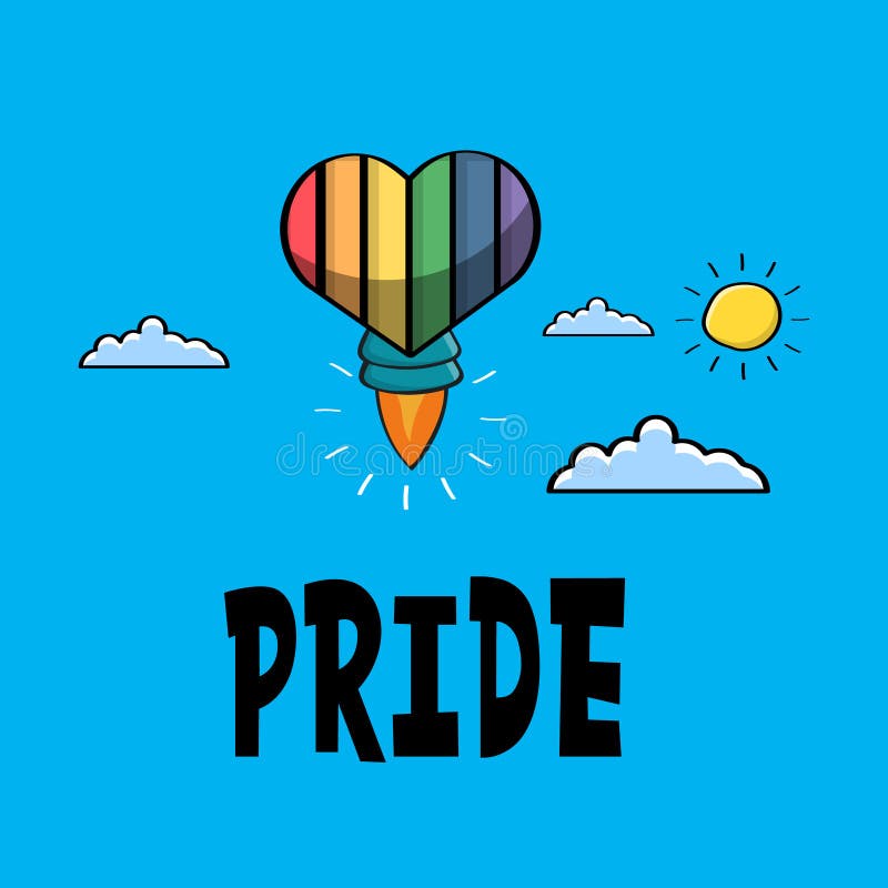 Pride Concept - Pride Heart with Rocket Launch. Stock Vector ...