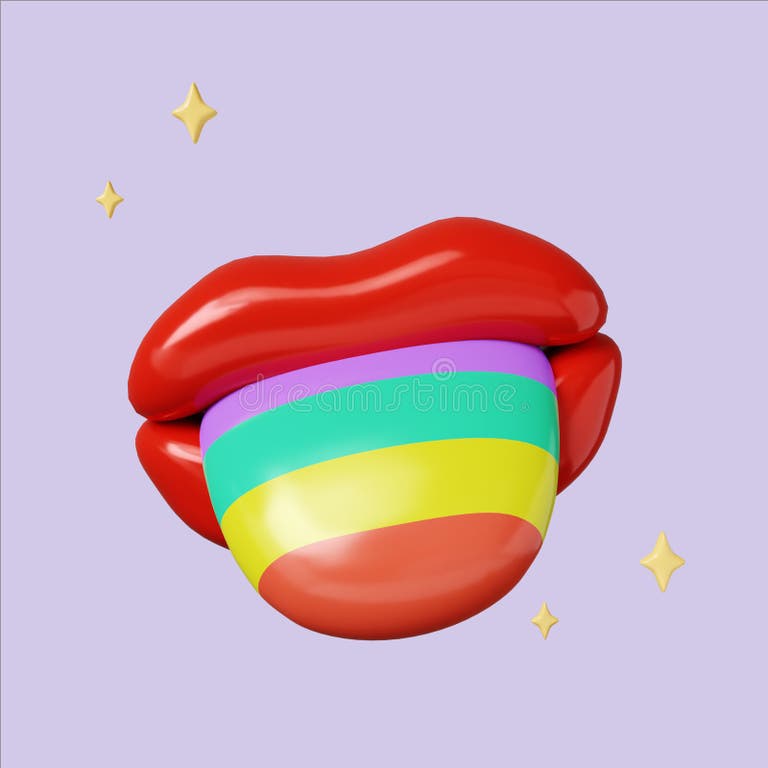 Pride Expression with Vibrant Rainbow Lips Symbolizing Love. 3D Render Illustration Stock ...