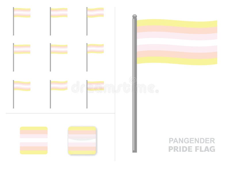 Pangender Pride Flag Waving Animation App Icon Vector Stock Vector