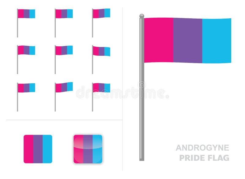 Androgyne Pride Flag Waving Animation App Icon Vector Stock Vector