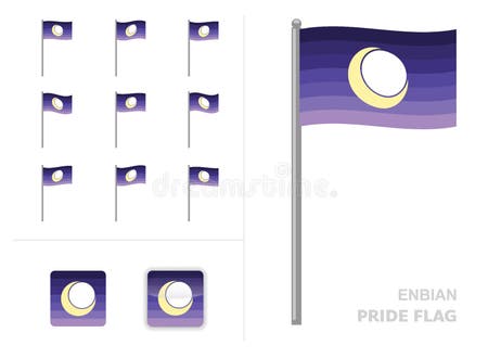 Enbian Non-Binary Pride Flag Waving Animation App Icon Vector Stock ...