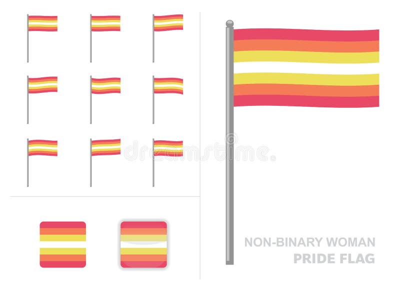 Non-Binary Woman Pride Flag Waving Animation App Icon Vector Stock ...