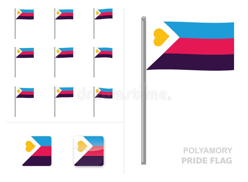 Tricolor Polyamory Pride Flag Waving Animation App Icon Vector Stock ...