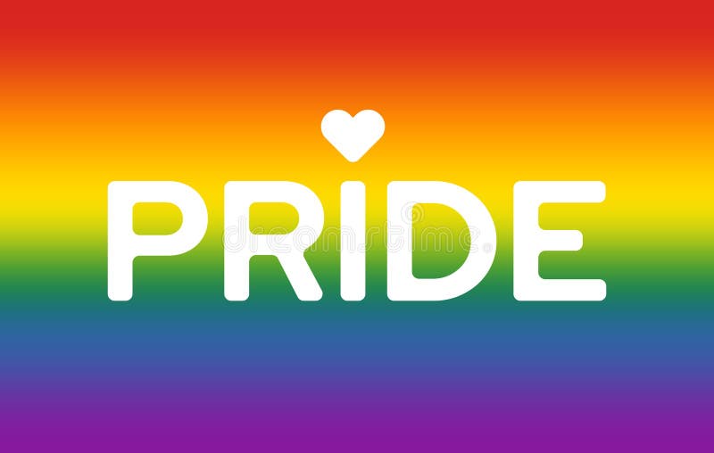 Pride Flag Gradient Background with Text Pride Month and Hearth Shape ...