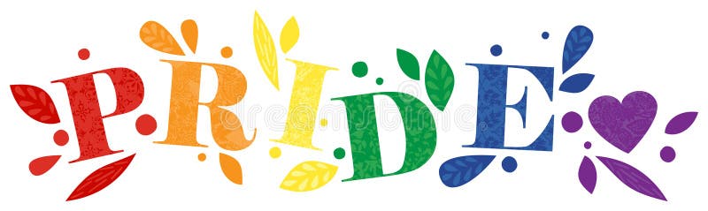 Fun Rainbow Colored Pride Letters and Leaves Stock Vector ...