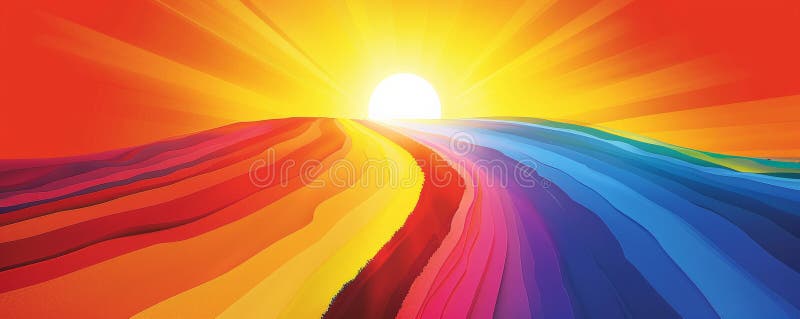 Pride LGBT Background Showcasing a Rainbow Path Leading To a Bright Sun ...