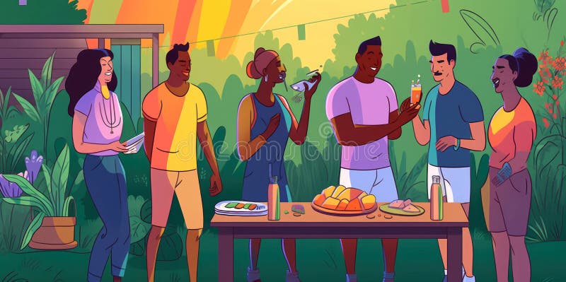 Pride - LGBT backyard BBQs stock illustration. Illustration of rainbow ...
