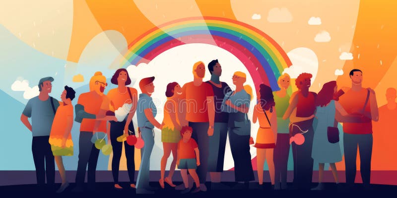 Pride - LGBT Families Celebrating Stock Illustration - Illustration of ...