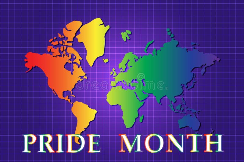 Pride Month Color on World Map Stock Vector - Illustration of freedom ...