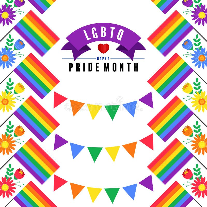 Pride Month with Flag Rainbow Stock Vector - Illustration of freedom ...