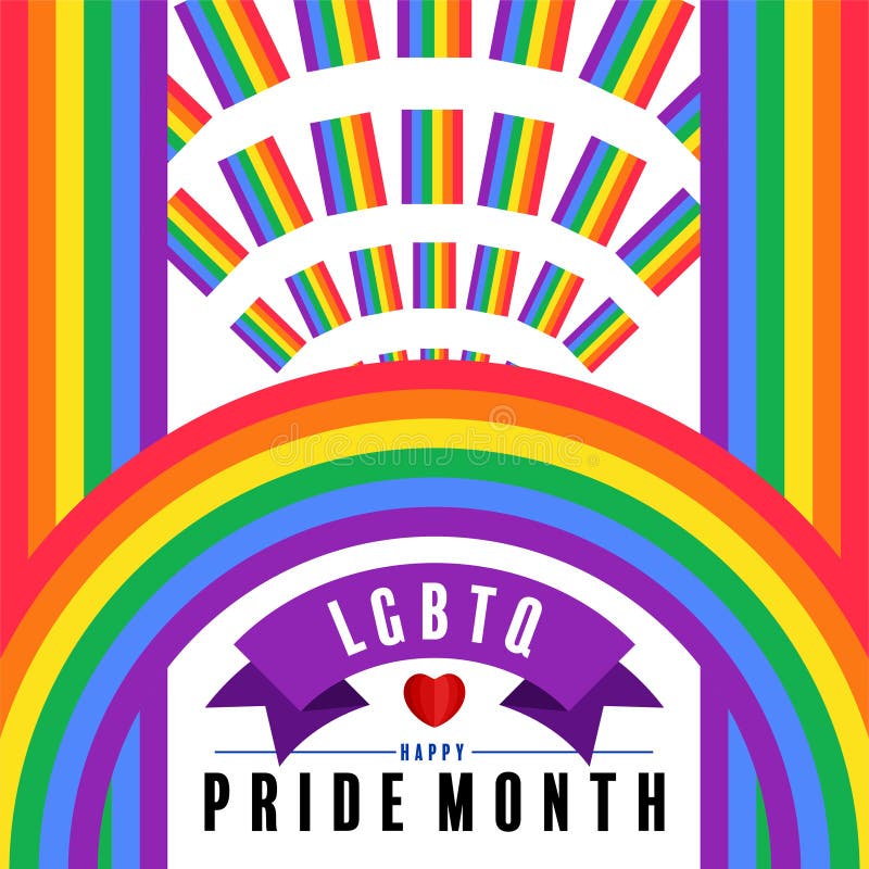 Pride Month with Flag Rainbow Stock Vector - Illustration of lgbtq ...