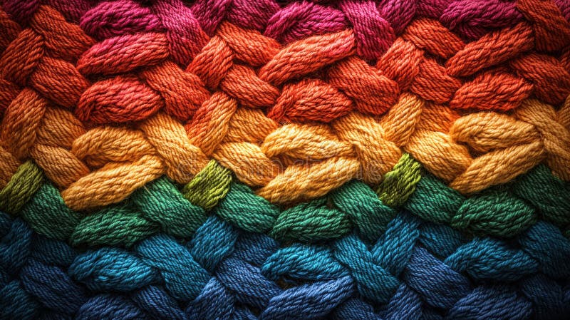 Vibrant Woven Texture Featuring Rainbow Gradient of Interlaced Threads ...