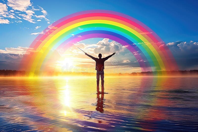 Pride Month and Gender Concept Image of Man with Wide Hands Under ...