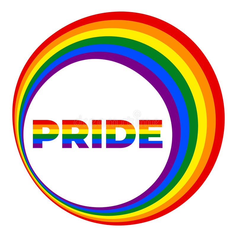 Pride Month Icon. Rainbow Circle with Rainbow Text Pride Inside Stock ...