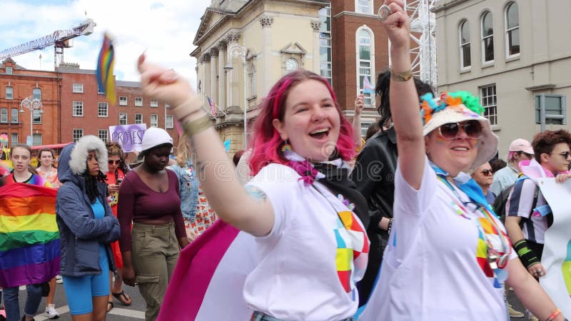 Pride Parade in Dublin, Ireland Stock Video - Video of country, people ...