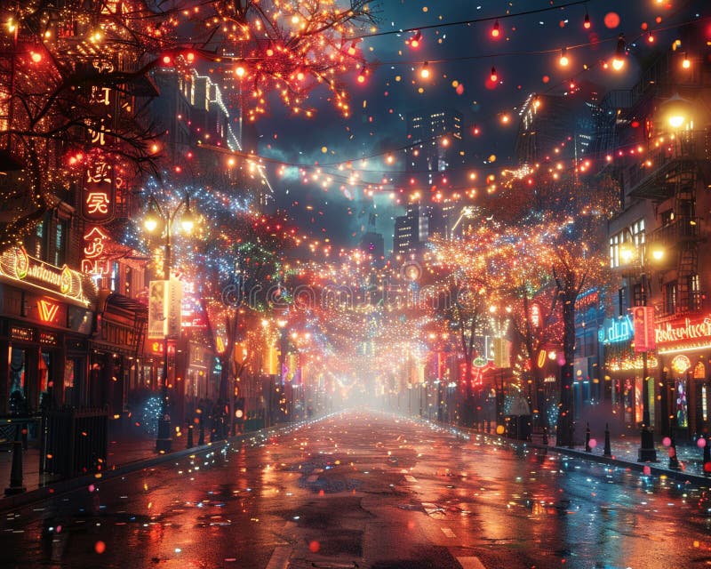 A Pride Parade at Night with Colorful Lights Wide Shot Stock Image ...