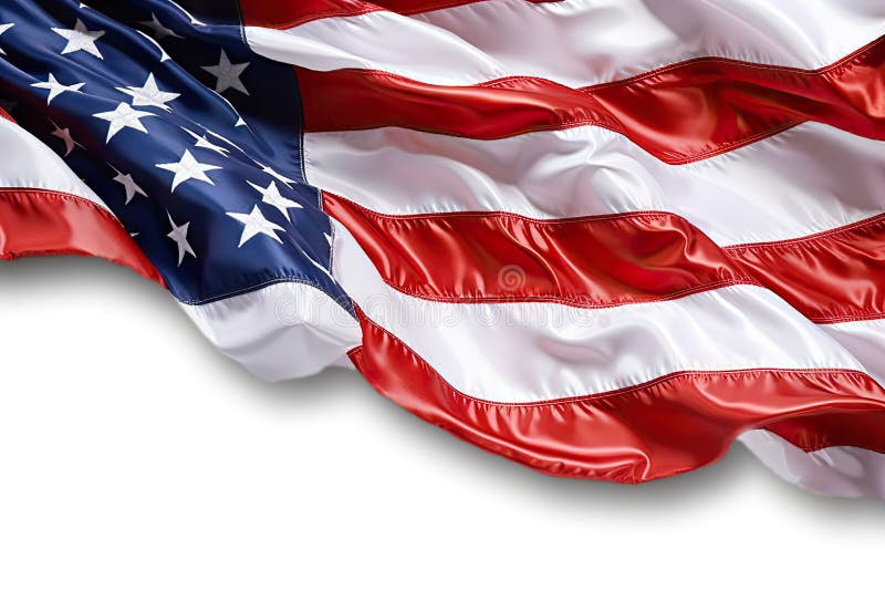 Pride and Patriotism Closeup Ruffled American Flag Isolated on Solid ...