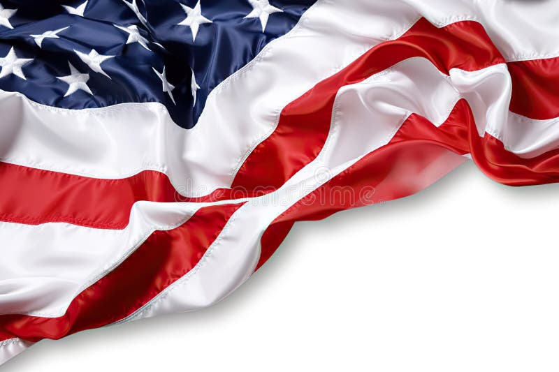 Pride and Patriotism Closeup Ruffled American Flag Isolated on Solid ...