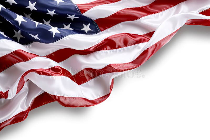 Pride and Patriotism Closeup Ruffled American Flag Isolated on Solid ...