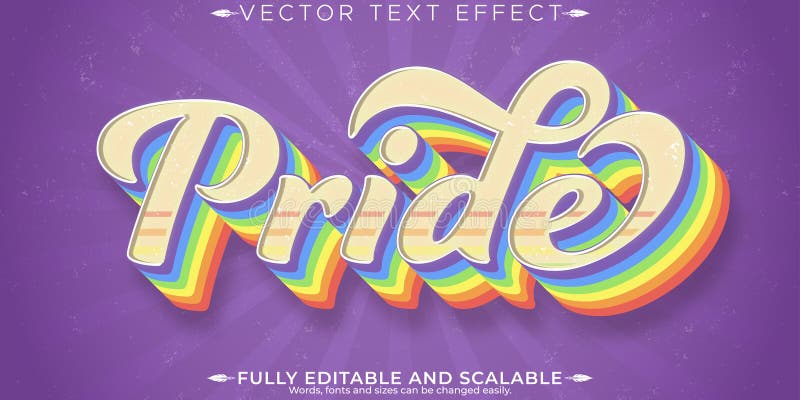 Pride Retro Vintage Rainbow Text Effect. Pride Lgbt Typography Design ...