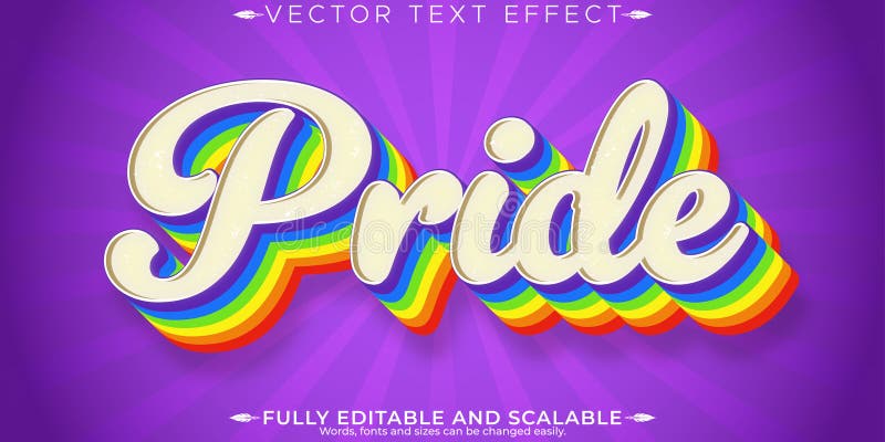 Pride Retro Vintage Rainbow Text Effect. Pride Lgbt Typography Design ...