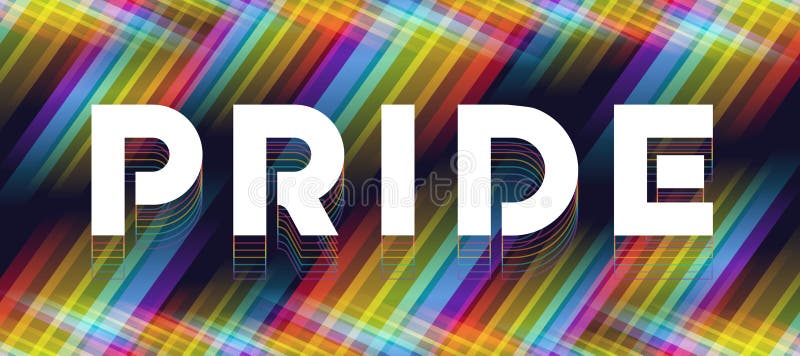 Pride Text on Abstract Rainbow Stripe Cross Line Light Shape on Dark ...