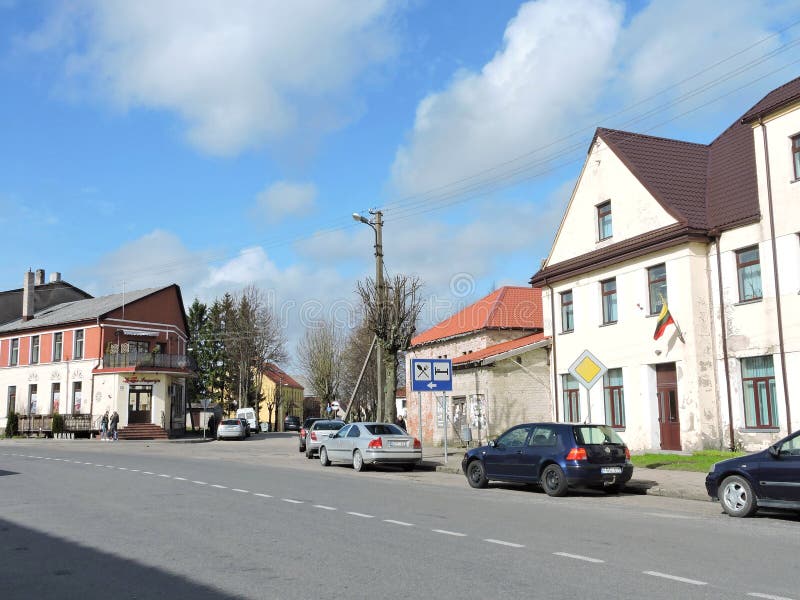 Priekule town, Lithuania editorial stock photo. Image of pink - 70174428