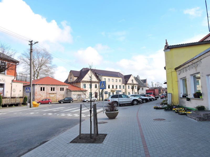 Priekule town, Lithuania editorial photography. Image of road - 70174477